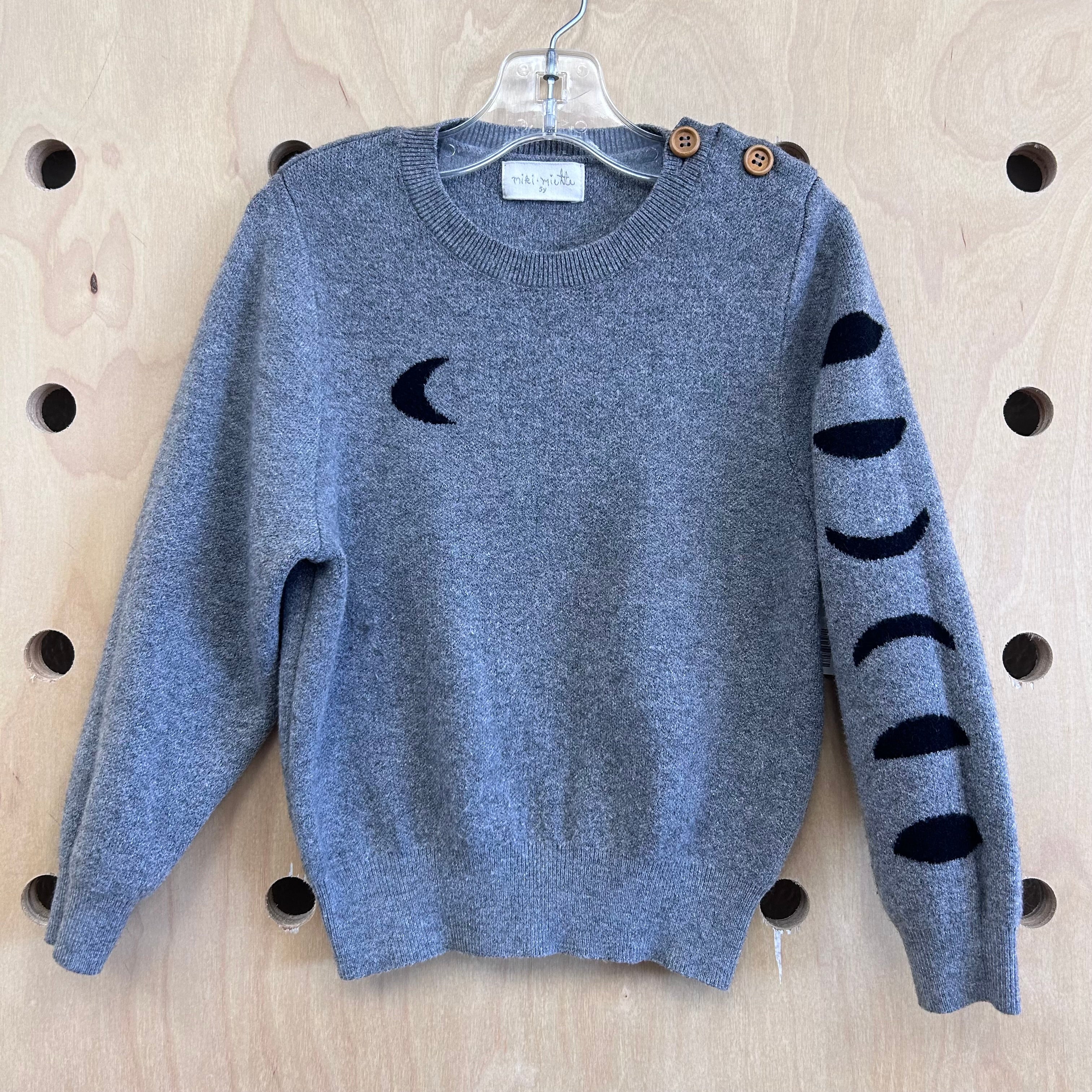 Grey Soft Crescent Moon Sweater – Little Bird