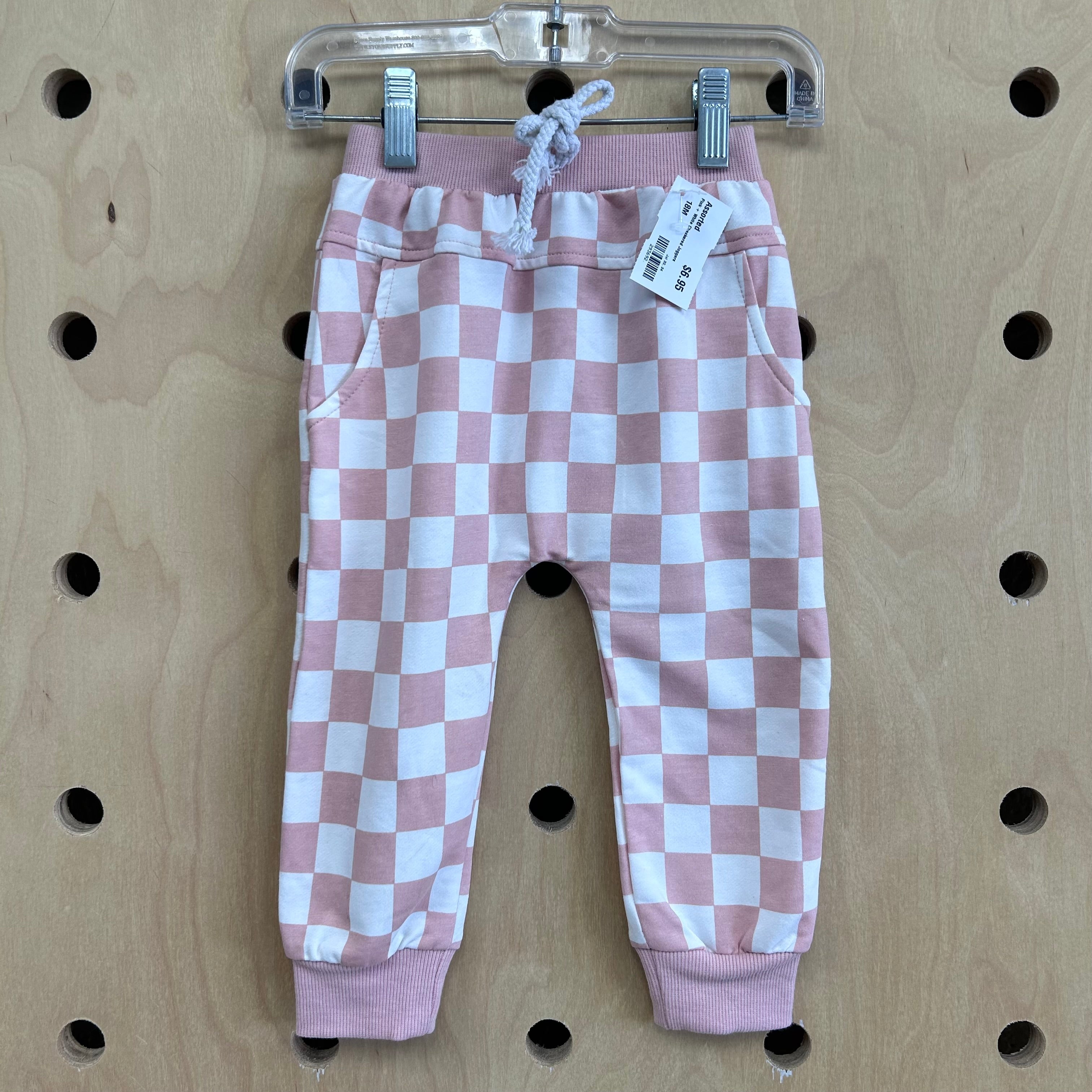 Pink + White Checkered Joggers – Little Bird