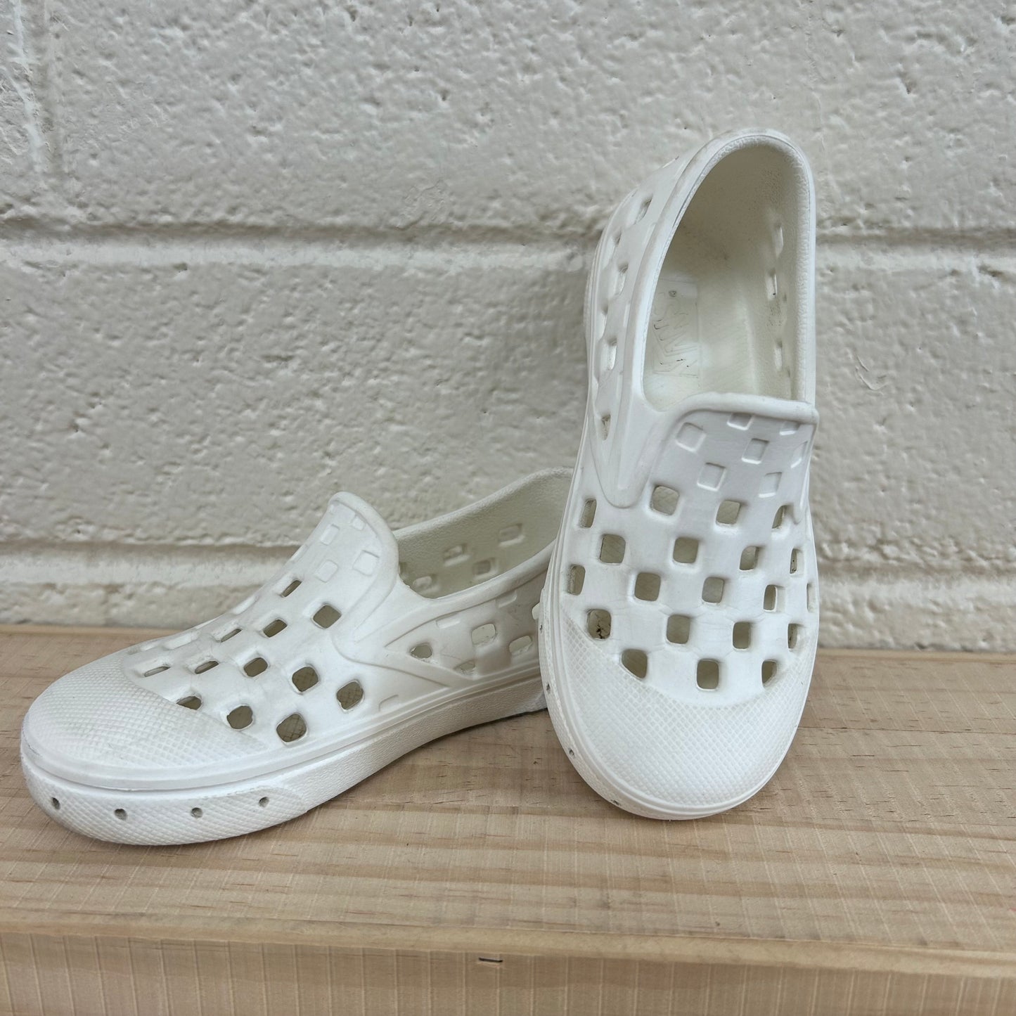 White Trek Rubber Slip Ons – Little Bird