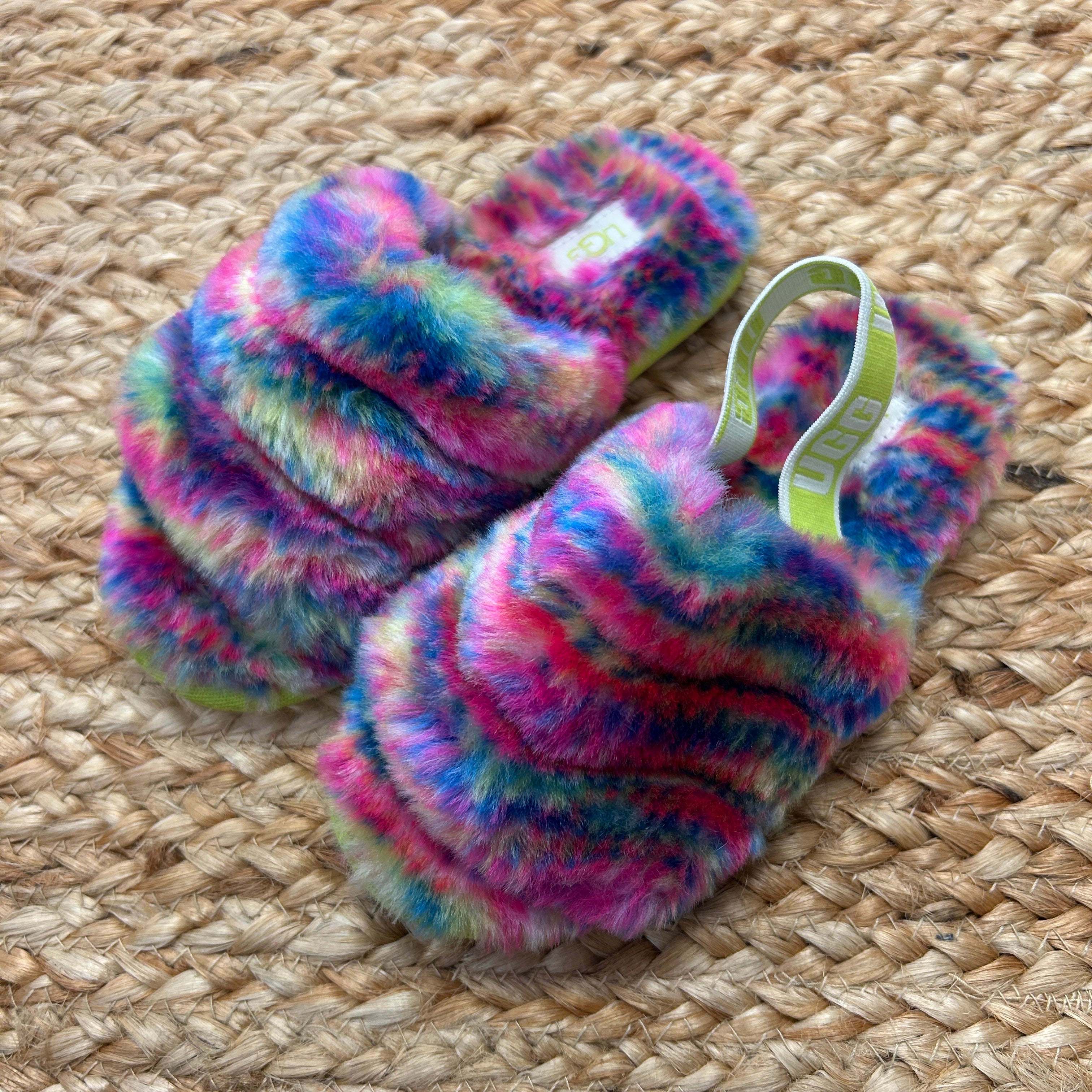 Neon Multi-Pixelate Fluffy Slipper/Sandal – Little Bird