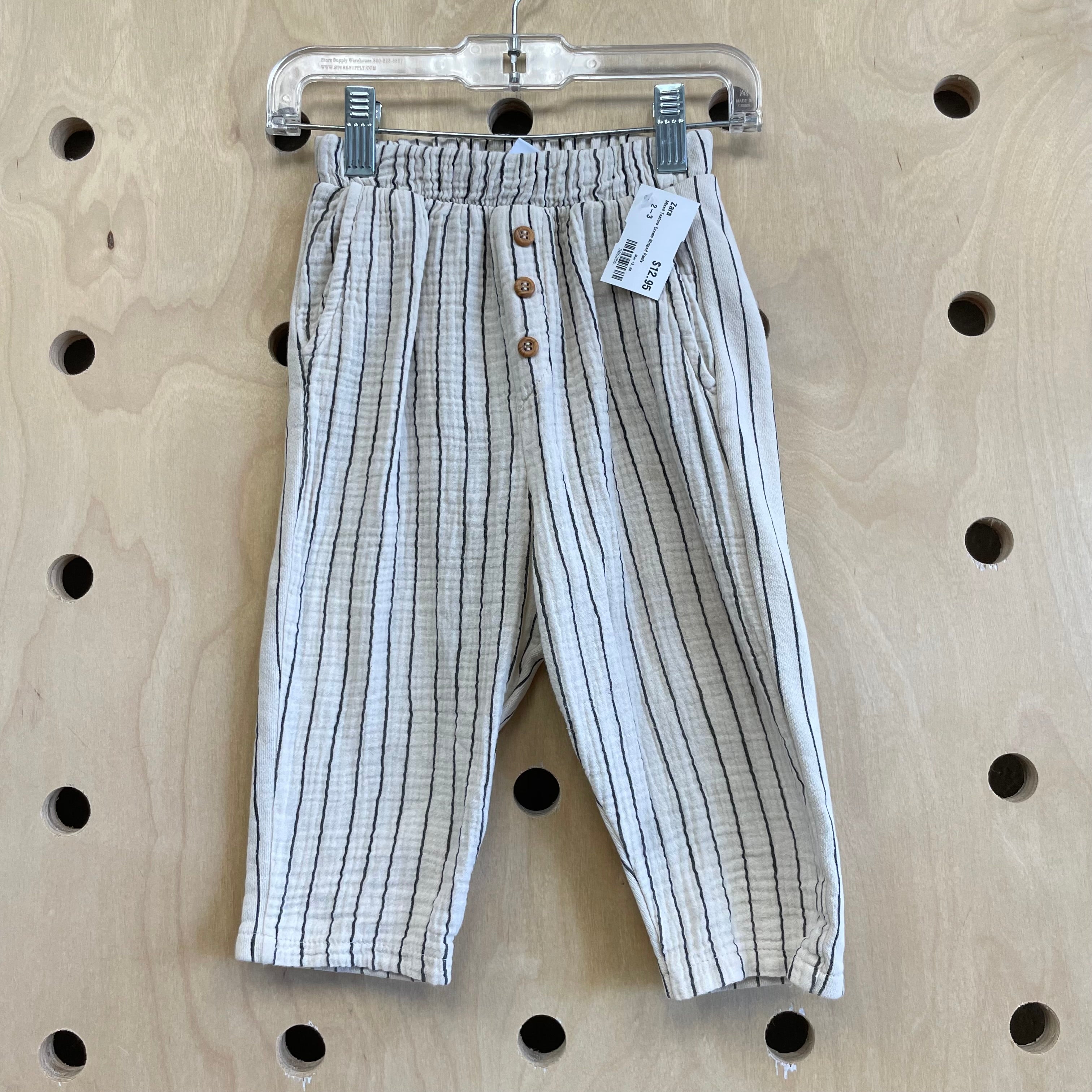 Mixed Texture Cream Striped Pants – Little Bird