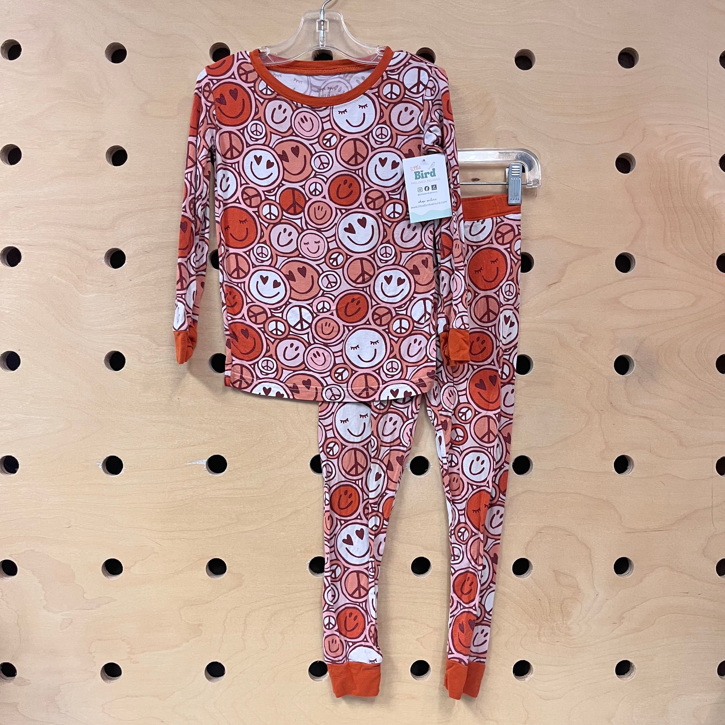 White/Rust Smileys Bamboo Pajamas – Little Bird