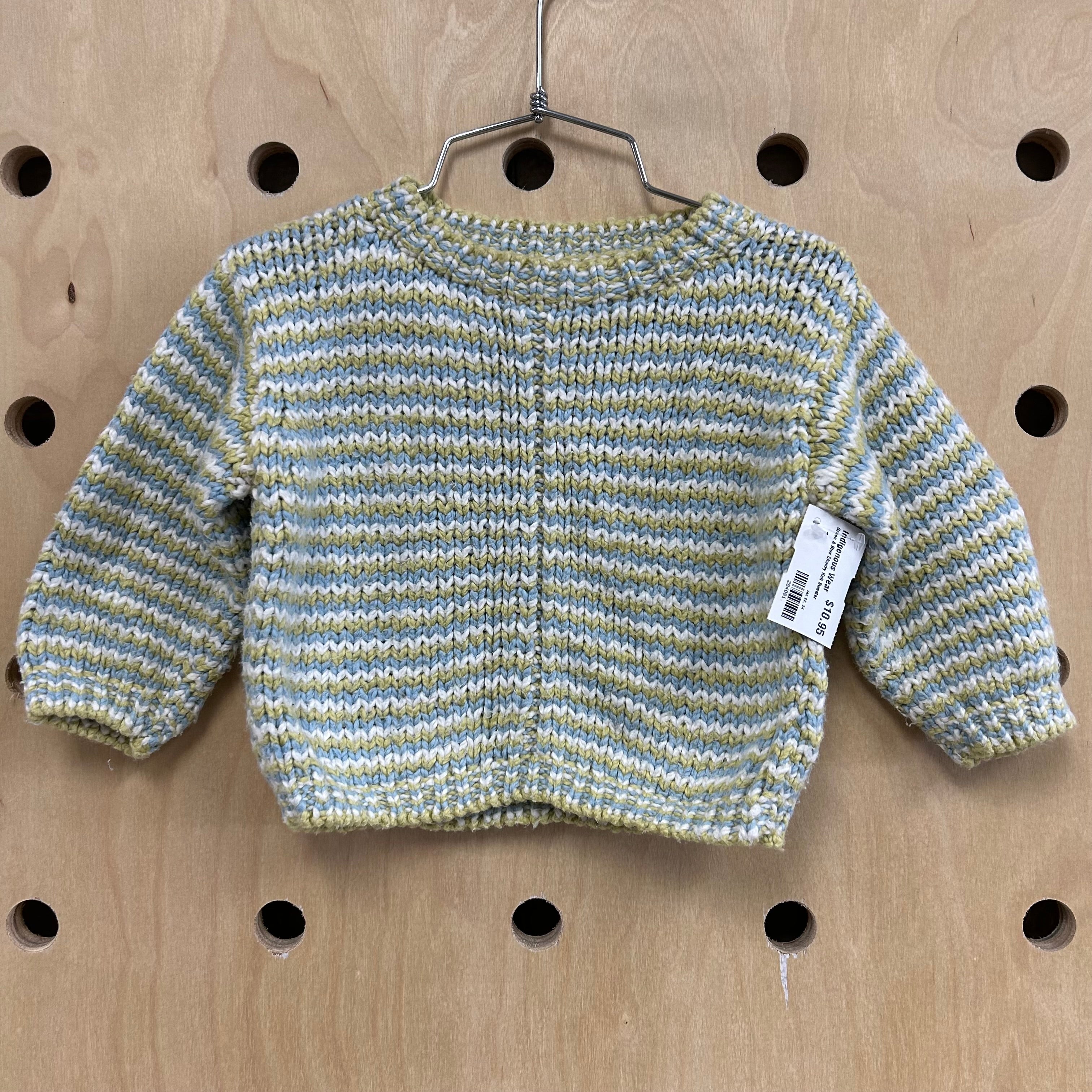 Green & Blue Chunky Knit Sweater – Little Bird