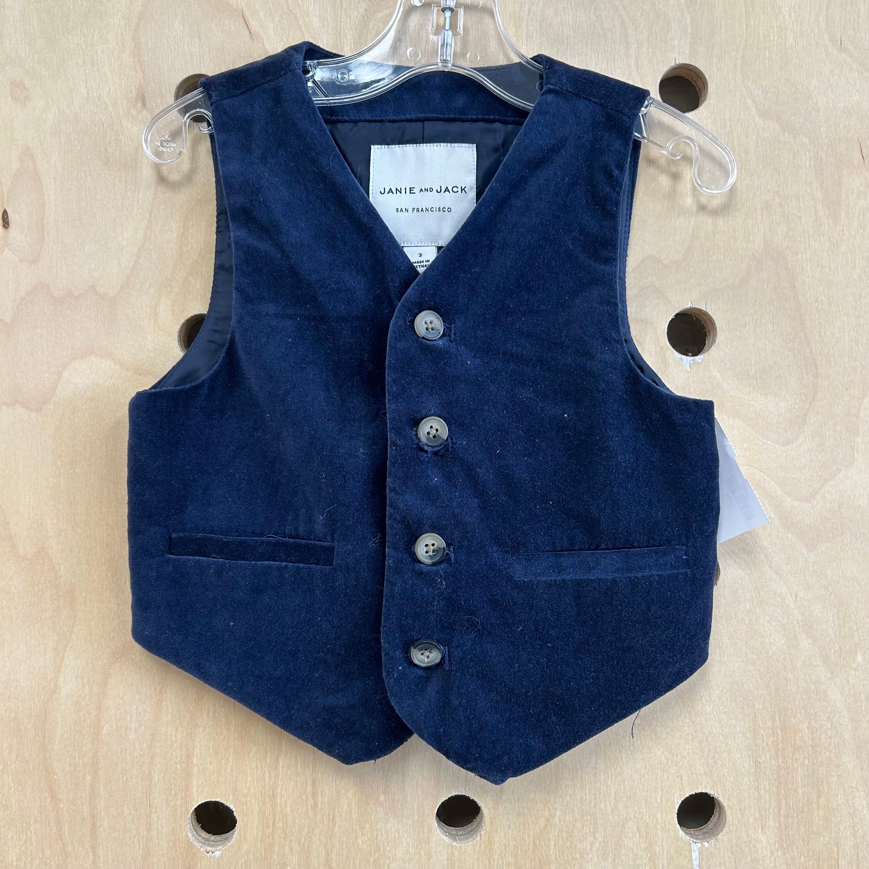 Blue Velvet Like Vest – Little Bird