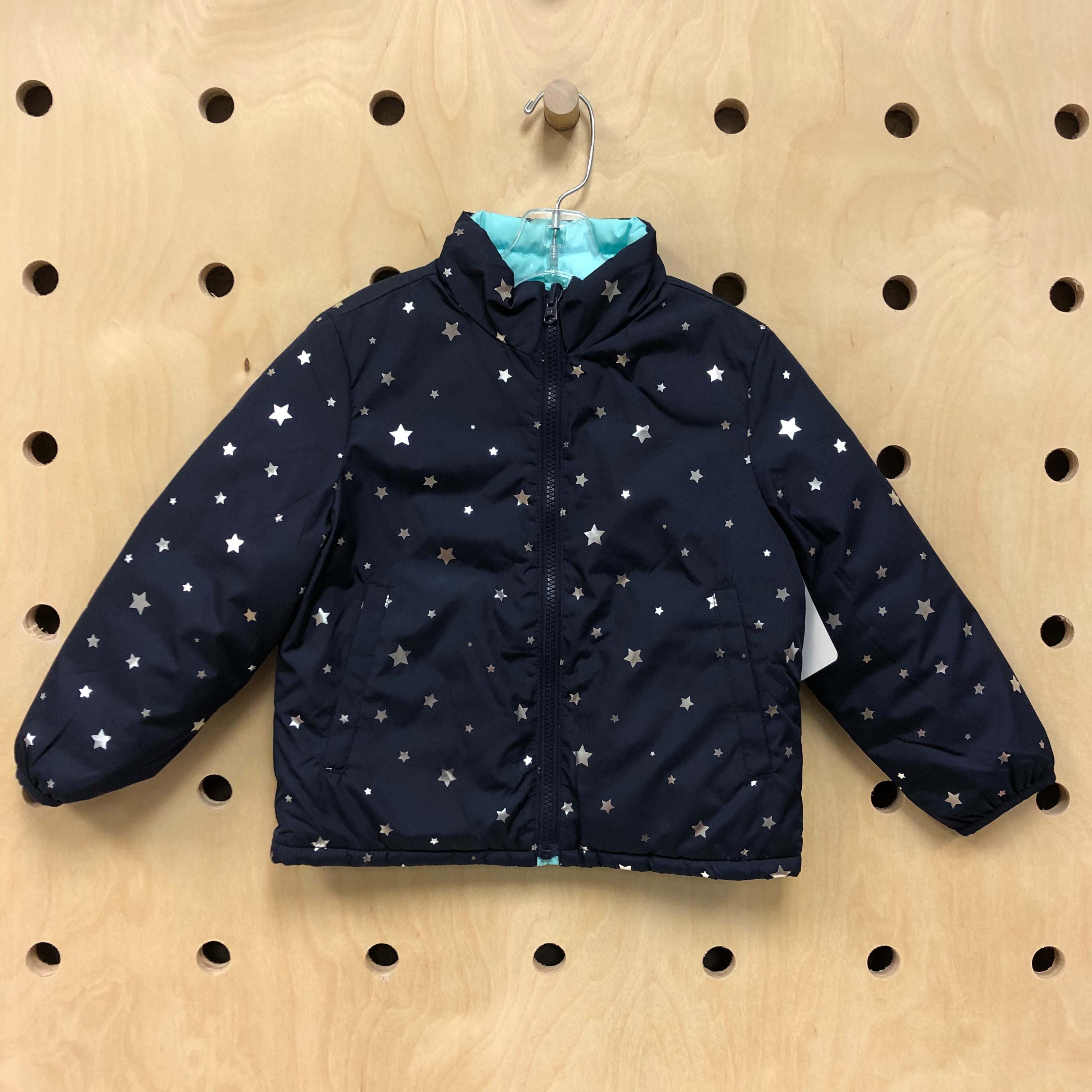 Blue + Silver Stars Puffer Jacket – Little Bird